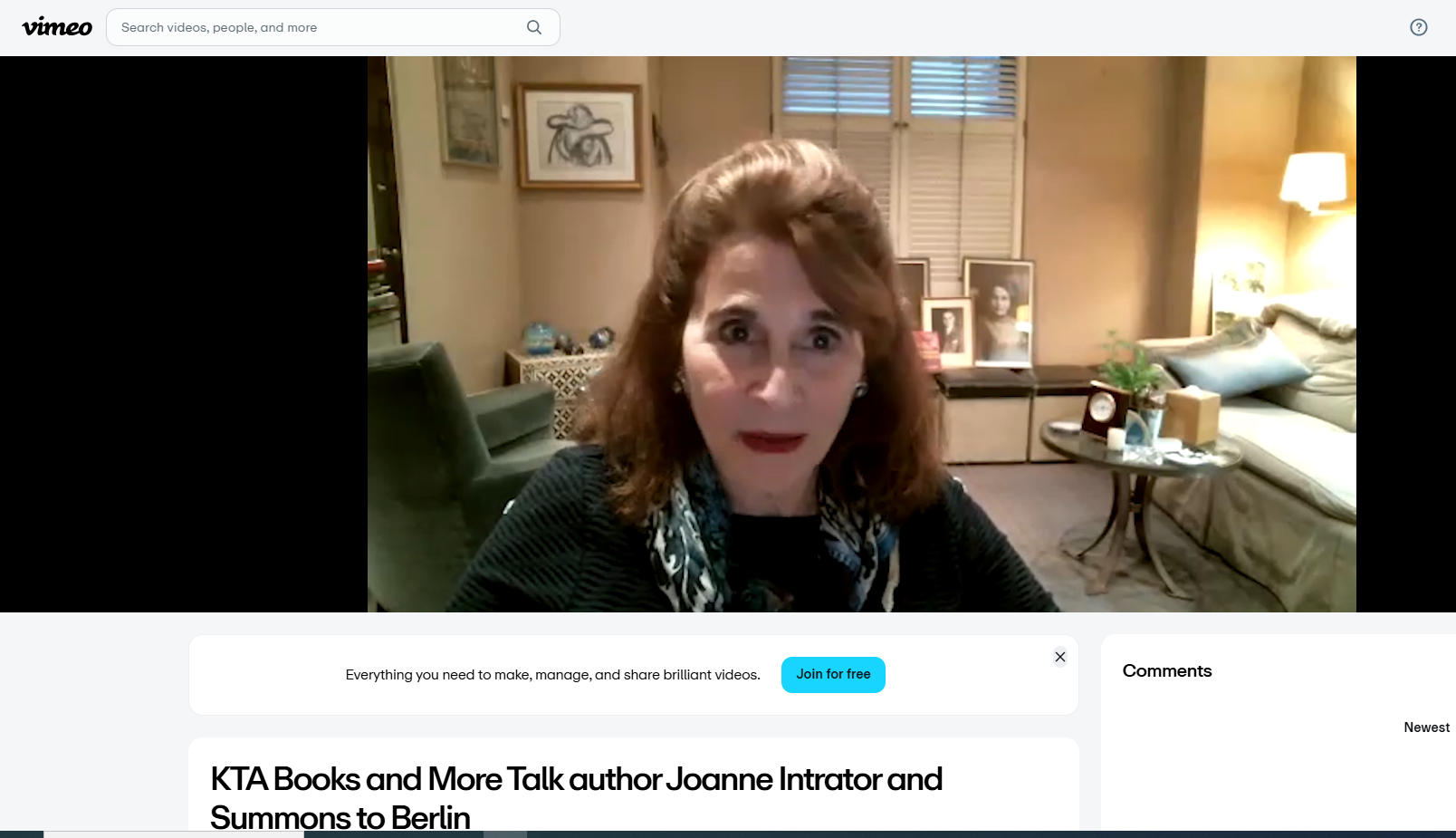 KTA Books and More Talk author Joanne Intrator and Summons to Berlin ...